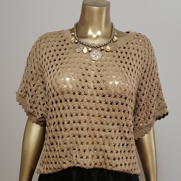 jason maxwell | Tops | Jason Maxwell Crew Neck Crochet Short Sleeve Top ...